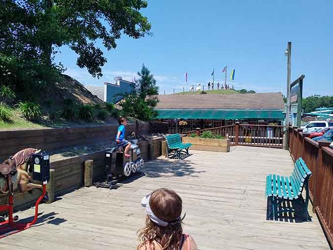 That little wooden train is pure nostalgia on wheels, chugging along to delighted squeals and giggles.