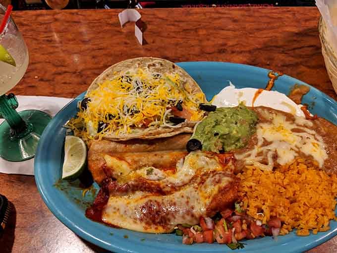This platter proves you can have your enchilada and eat your taco too, all on one glorious plate.