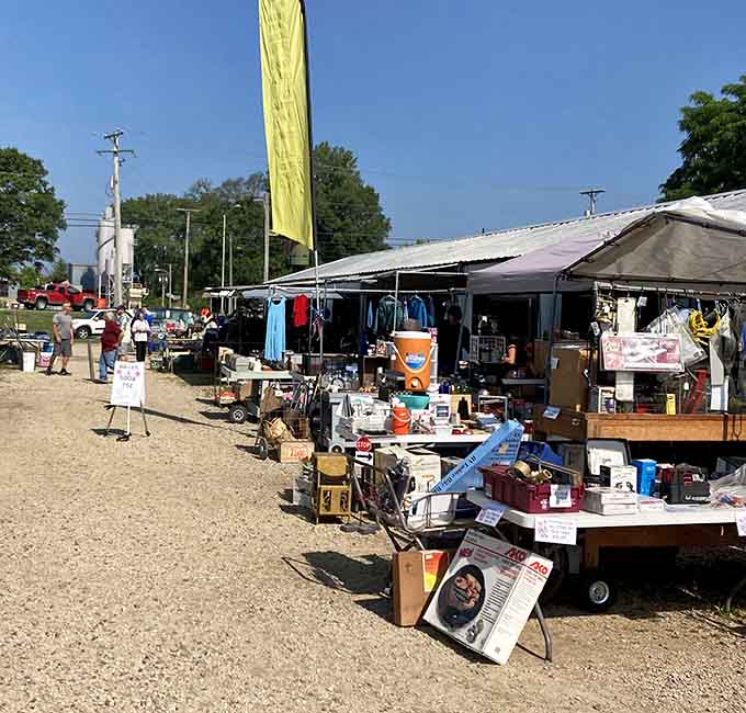 One person's spring cleaning is another person's Saturday morning treasure hunt spread across sun-drenched tables and tents.