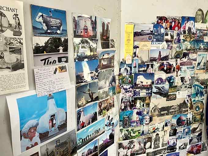 This wall of novelty architecture photos proves The Big Duck inspired a whole movement of wonderfully weird buildings.