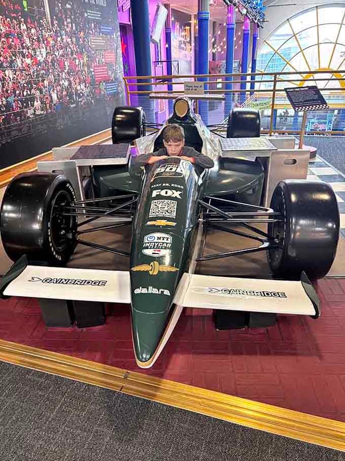 Climb into an actual Indy car and suddenly understand why drivers need such impressive neck muscles.