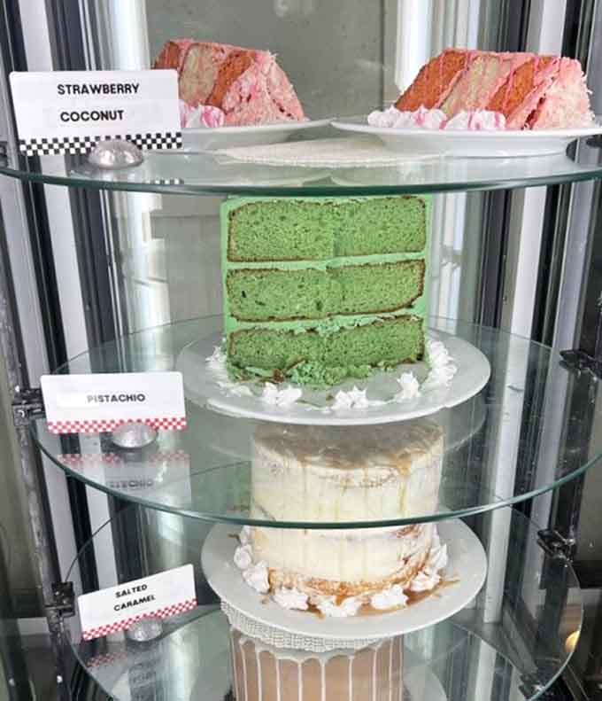 That pistachio cake isn't just green, it's a three-layer commitment to happiness that belongs in your immediate future.