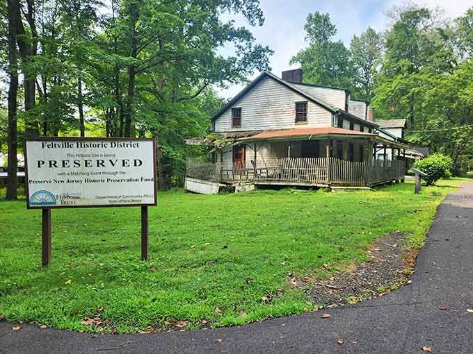 The historic district sign confirms this isn't just random decay, it's officially preserved creepiness you can visit.