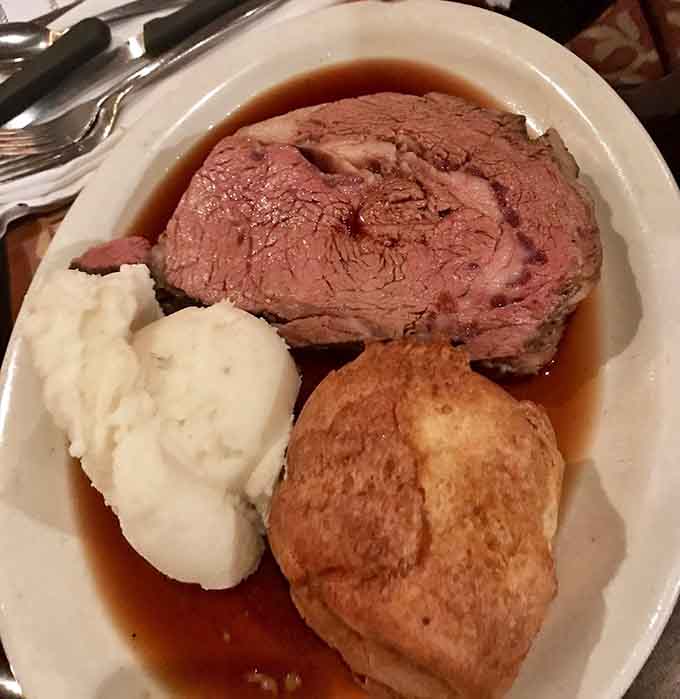 Prime rib so perfectly pink it could make a vegetarian question their entire belief system, honestly.