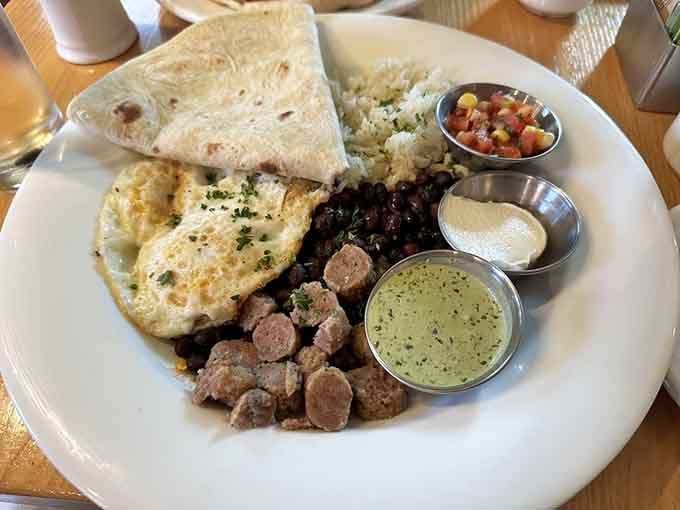 The Spanish Breakfast arrives loaded with flavors that'll wake up your taste buds better than coffee.