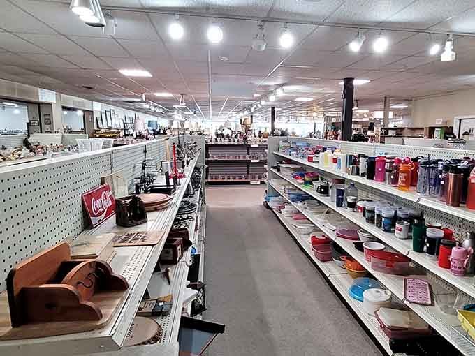 Organized aisles and thoughtful displays make browsing here feel more boutique than basement sale, honestly.