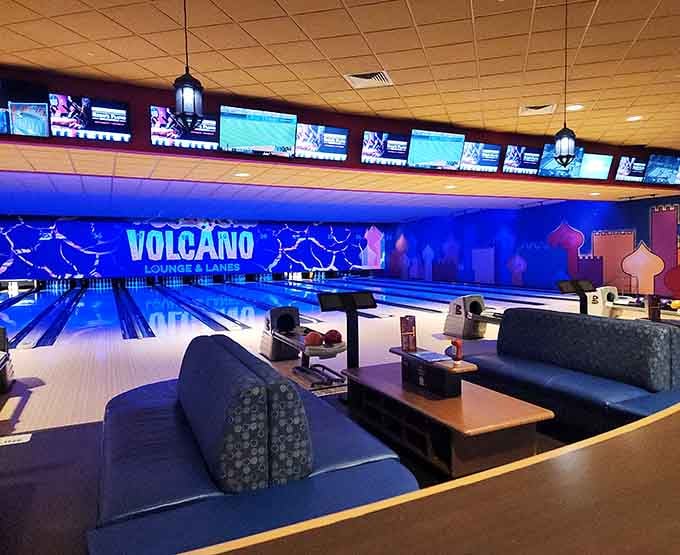 Volcano Lounge brings the drama to bowling, because apparently regular lanes weren't exciting enough for Wisconsin Dells anymore.