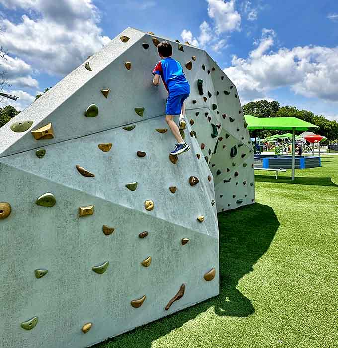 Rock climbing walls where future adventurers discover their inner Spider-Man, minus the radioactive spider bite required.