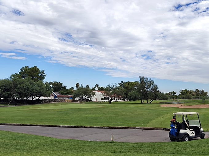 Desert golf with dramatic skies that'll make you forget you just triple-bogeyed the last hole.