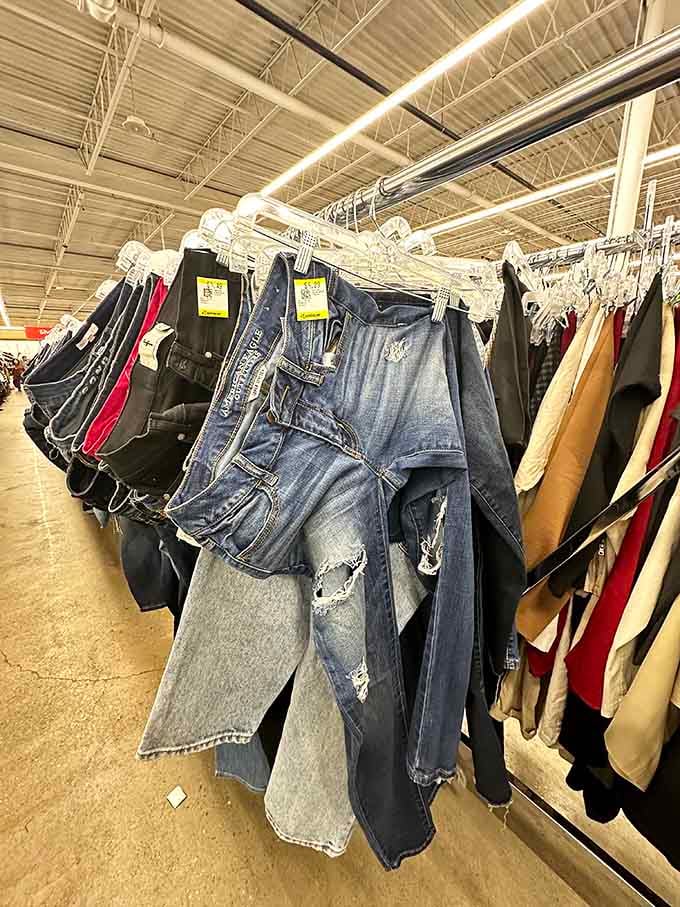 Denim dreams hanging in perfect formation, ready to give your wardrobe that effortlessly cool upgrade it's been craving.