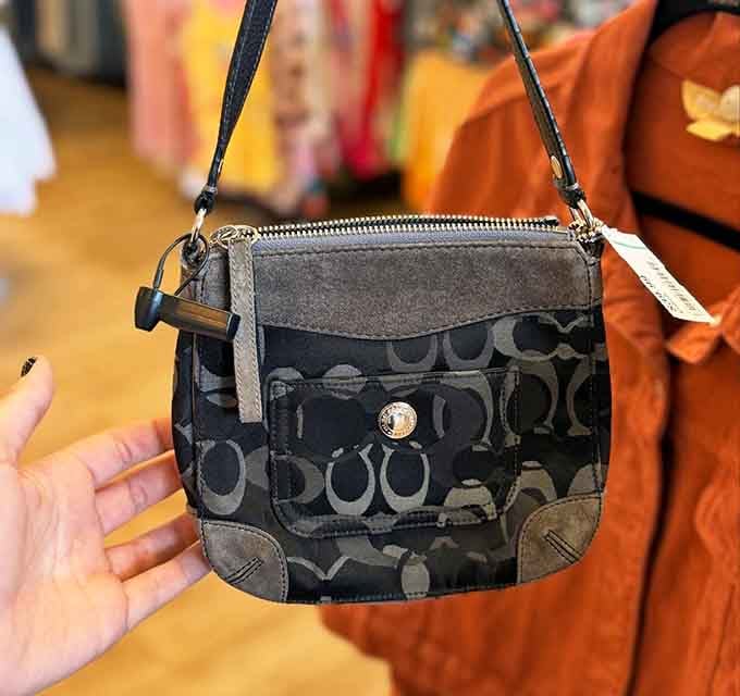 That Coach bag sitting there like it's waiting for someone smart enough to recognize a steal when they see one.