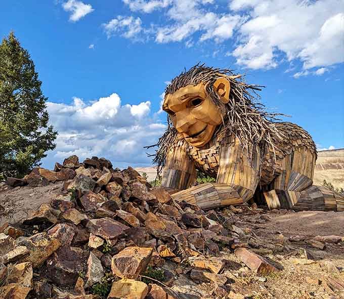 Rita the Rock Planter grins mischievously from her perch, proving that folk art and mining history make surprisingly delightful companions.