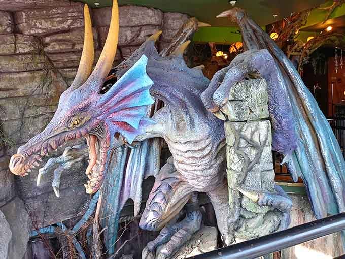 Meet one of the resident dragons, detailed enough to make you check if it's actually breathing.