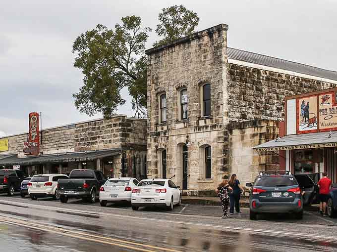 This weathered limestone building has that rugged frontier charm that modern construction just can't replicate, no matter how hard it tries.