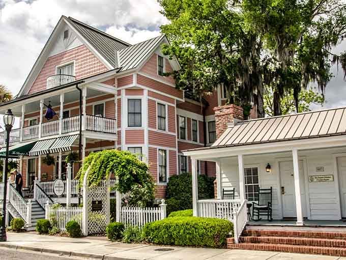 Spanish moss drapes these gorgeous homes like nature's lace curtains, creating that quintessential Lowcountry scene we all love.
