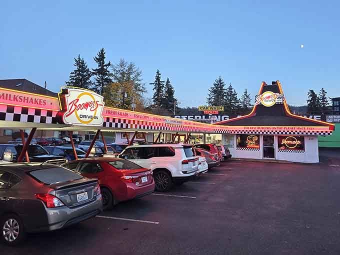 That swooping roofline and checkered pattern transport you straight back to sock hops and classic cars.