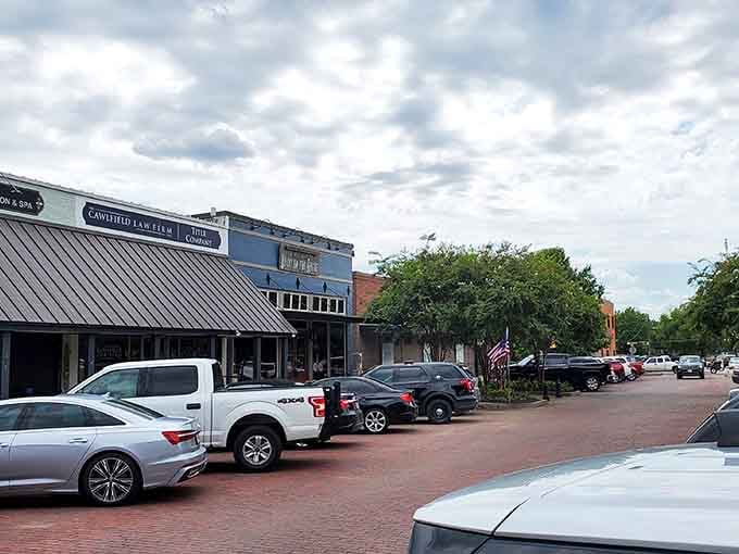 Brick streets and shady trees make this the perfect spot for a leisurely post-meal stroll.