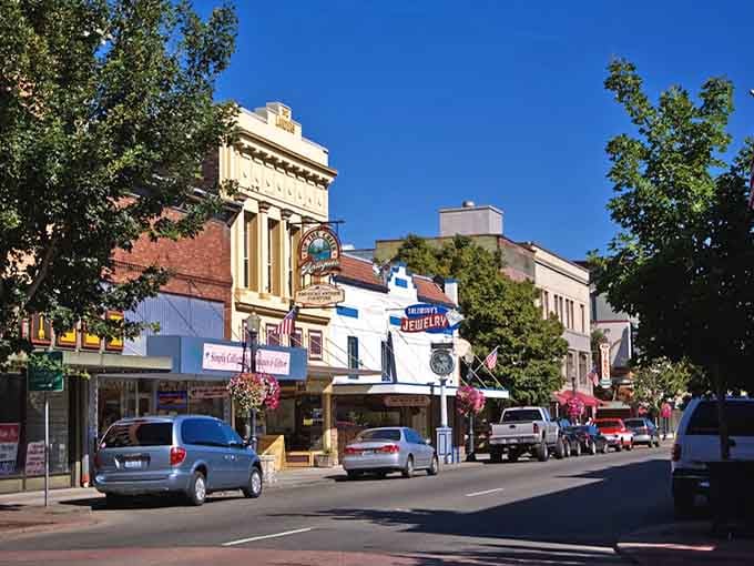 Hanging flower baskets and historic facades make window shopping here an actual pleasure, not a wallet workout.