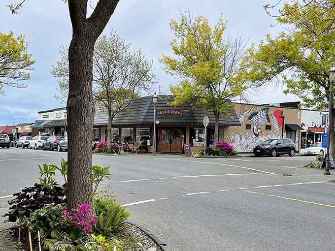 Edmonds blooms with vibrant flowers along tree-lined streets that slope gently toward the sparkling waters of Puget Sound.