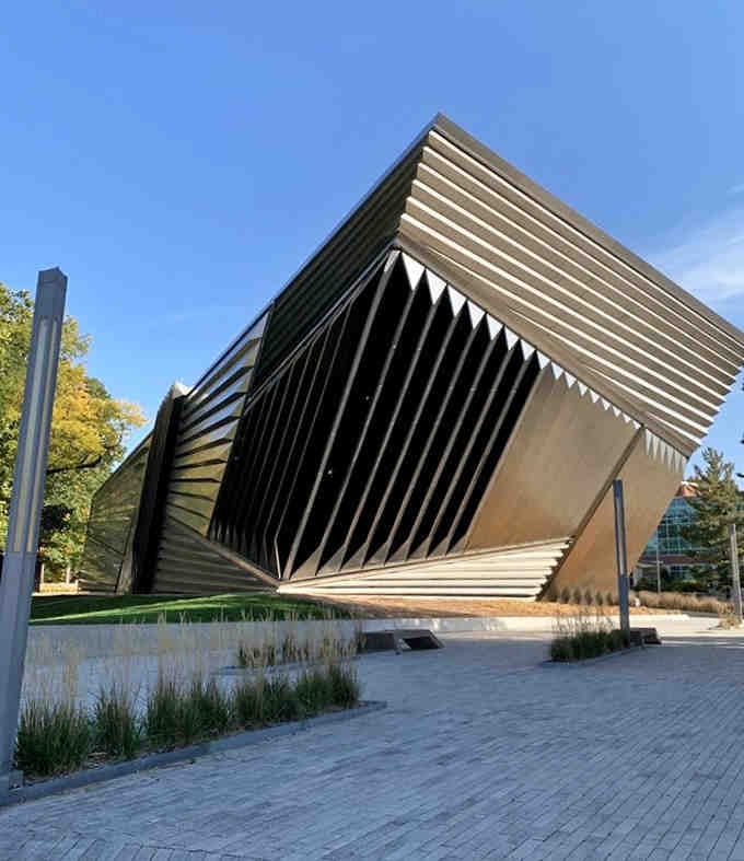 Sharp angles slice through the sky like origami folded by giants&mdash;modern art museums don't get bolder than this.