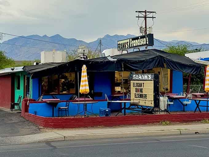 Mountains provide a stunning backdrop to this colorful roadside gem serving authentic Sonoran-style Mexican cuisine.