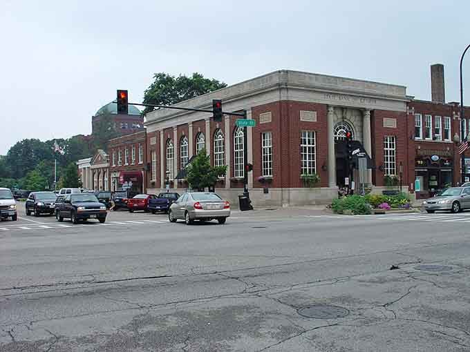 That classic bank building commands attention like a distinguished gentleman at a neighborhood gathering, dignified and solid.