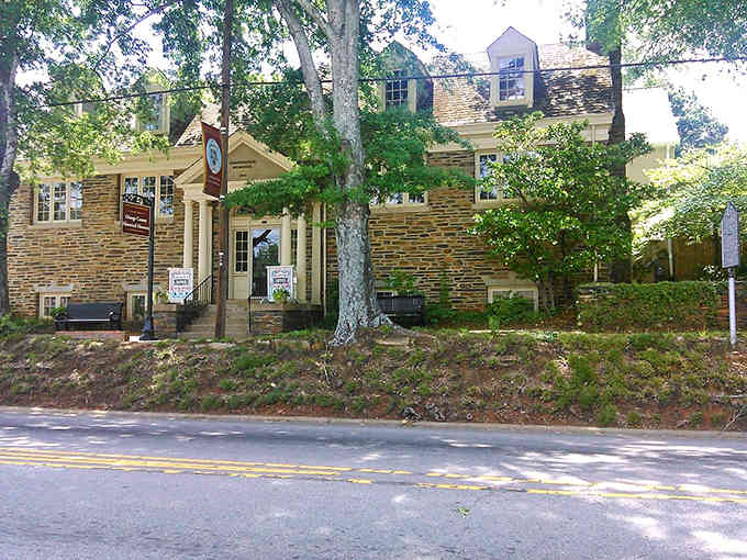 Stone and greenery blend seamlessly in this building that looks like it grew naturally from the hillside itself.
