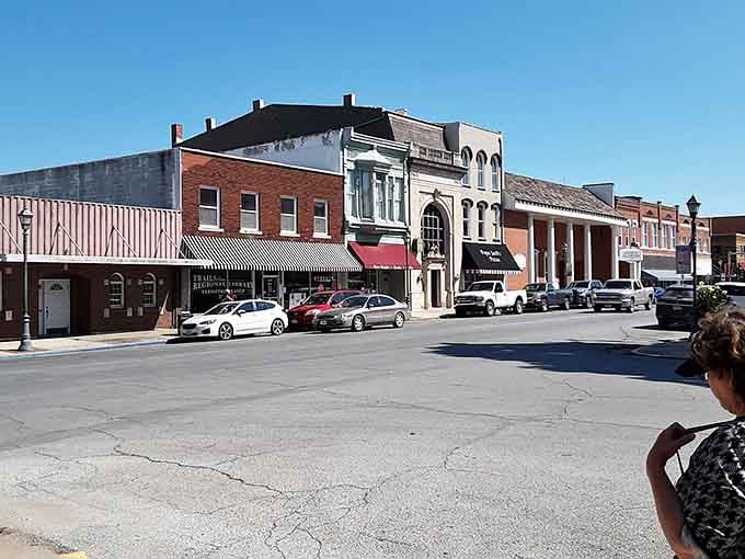 Main Street stretches wide and welcoming, with architecture that makes you want to park and explore every shop.