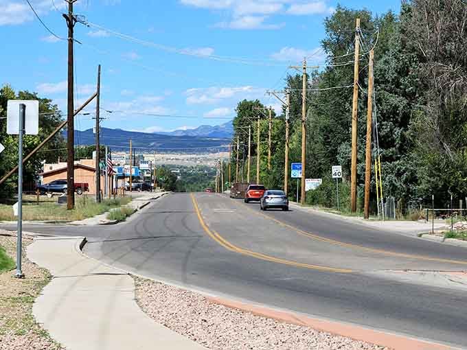 Mountain vistas frame this peaceful street where the pace slows down and your blood pressure follows suit.