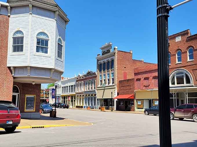 New Harmony's historic main street stretches out like a scene from "The Andy Griffith Show," inviting leisurely exploration.