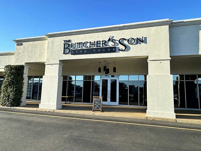 Clean lines and bright signage announce a chop house where butcher-quality cuts meet expert preparation daily.