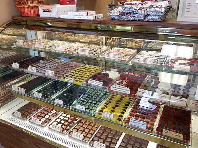 Rows of gleaming truffles arranged like edible jewels – choosing just one feels impossible, so don't.