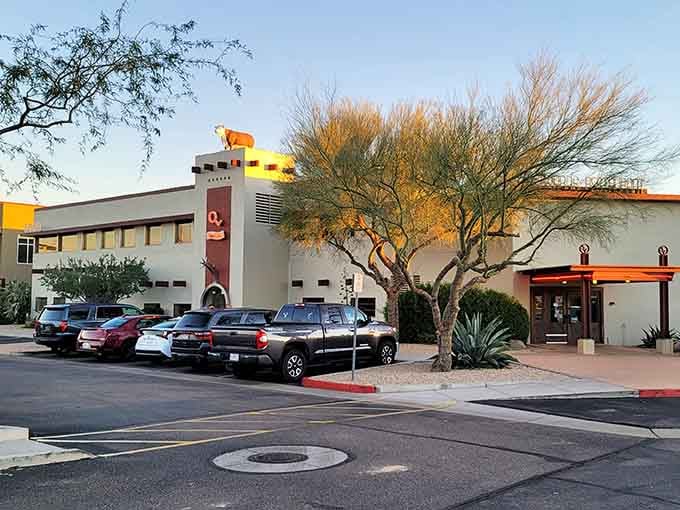 That golden cow statue on the roof isn't subtle, but neither are the massive steaks they serve.