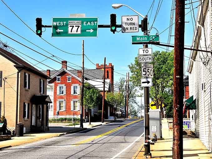 Route 77 crossroads mark the heart of town where every direction leads to somewhere worth exploring.