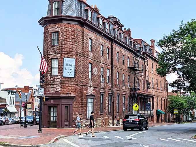 The Maryland Inn's distinctive turret anchors downtown Annapolis, a landmark that's welcomed travelers since colonial days.