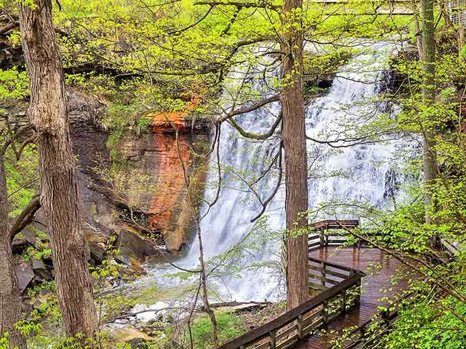 That wooden boardwalk leads you right to nature's theater where water and rock have performed for millennia.