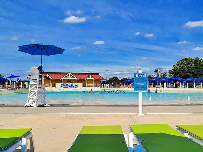Those lime green loungers practically beg you to stretch out and soak up the Carolina sunshine.