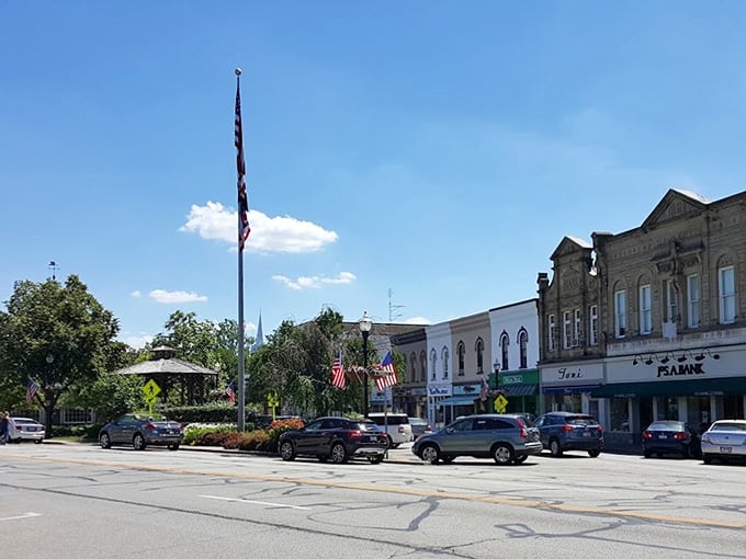 The town square layout creates a gathering spot where community events bring everyone together under open skies.