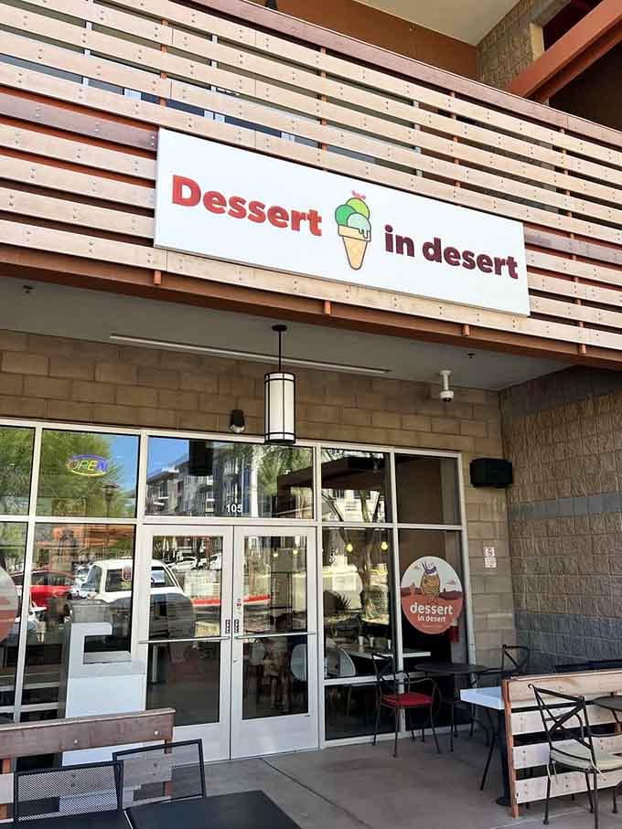 The clever wordplay in that sign makes you smile before you even taste the exceptional soft serve inside.