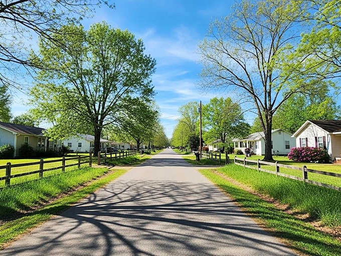 Tree-canopied streets stretch endlessly ahead, perfect for those retirement walks your doctor keeps recommending enthusiastically.