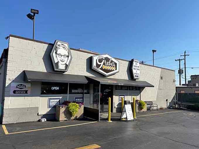 The yellow safety posts stand guard like sentries protecting precious cargo, which in this case happens to be exceptional donuts.