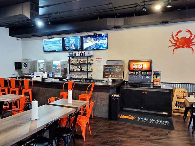 Orange chairs and modern vibes meet traditional seafood boils in this sleek downtown spot that knows its crustaceans.
