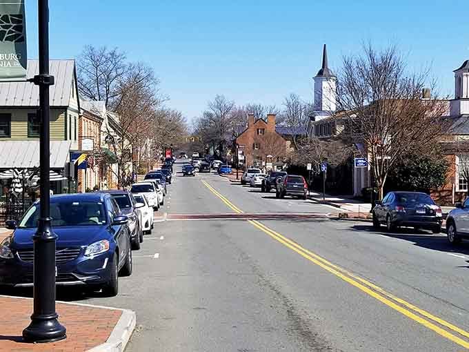 Main Street stretches ahead like an invitation, with church steeples pointing toward heaven and restaurants serving something pretty close.