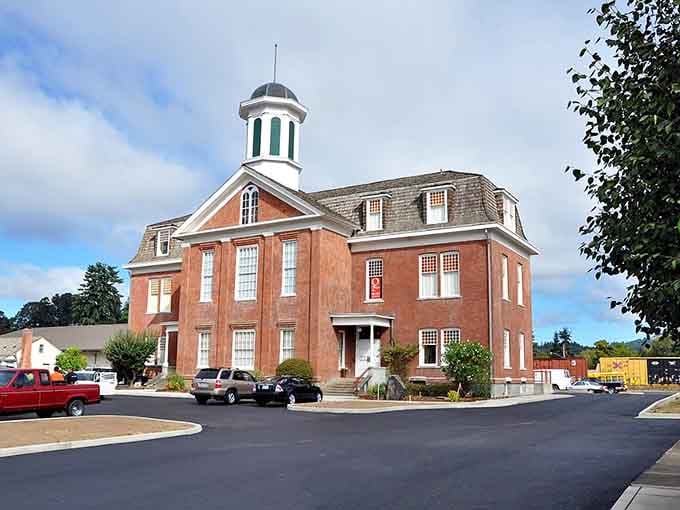 This handsome brick building with its distinctive cupola stands as a proud reminder of Oregon's pioneering spirit and craftsmanship.
