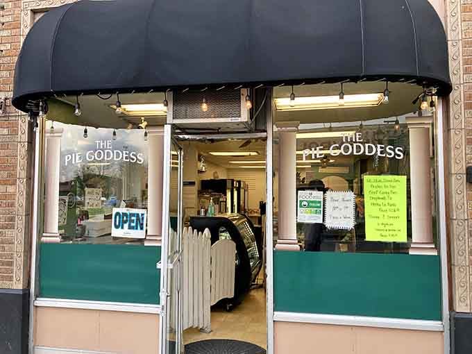 When the "OPEN" sign beckons from behind those cheerful windows, resistance becomes absolutely futile for pie lovers everywhere.