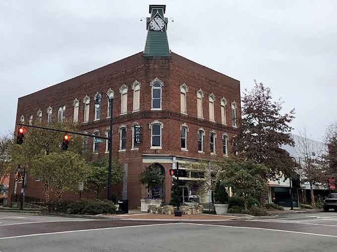 That clock tower has been keeping time over brick and mortar history longer than most of us have been alive.