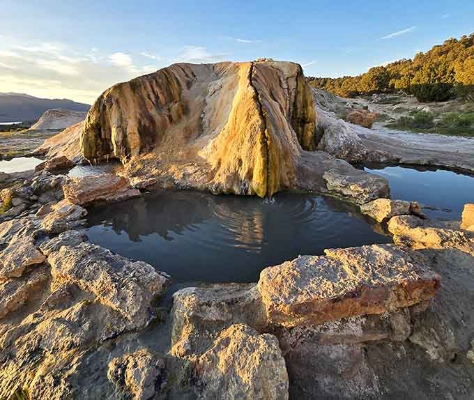 Those colorful mineral deposits didn't form overnight, but your stress will disappear that fast once you're soaking here.