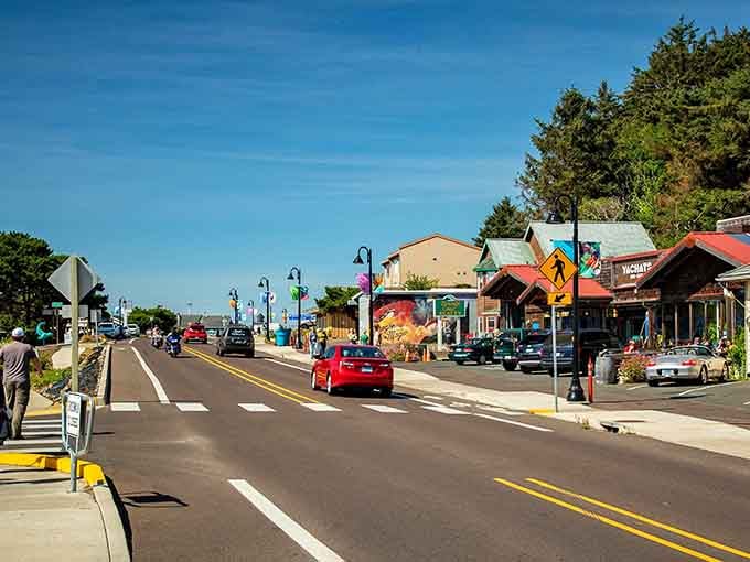 That main street stretches toward the Pacific, where ocean breezes carry the scent of salt and adventure.