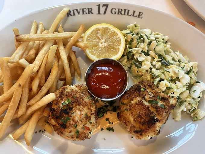 Golden-crusted crab cakes arrive ready to make you forget every mediocre seafood experience from your past.