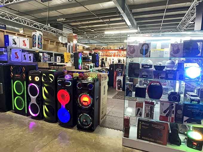 Those glowing speakers look like they escaped from a 1970s disco and decided retirement wasn't their style.